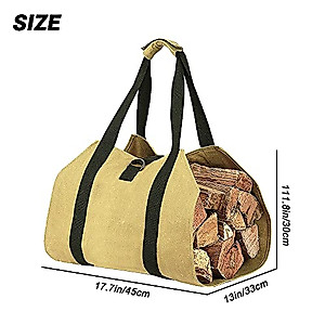 Firewood Carrier Log Tote Bag, Canvas Log Holder Waterproof Canvas Bag, Large Log Carrier for Firewood, Fireplace Log Holder with Handle for Indoors, Woodpile Rack Fire Wood Carrying Outdoor, Camping