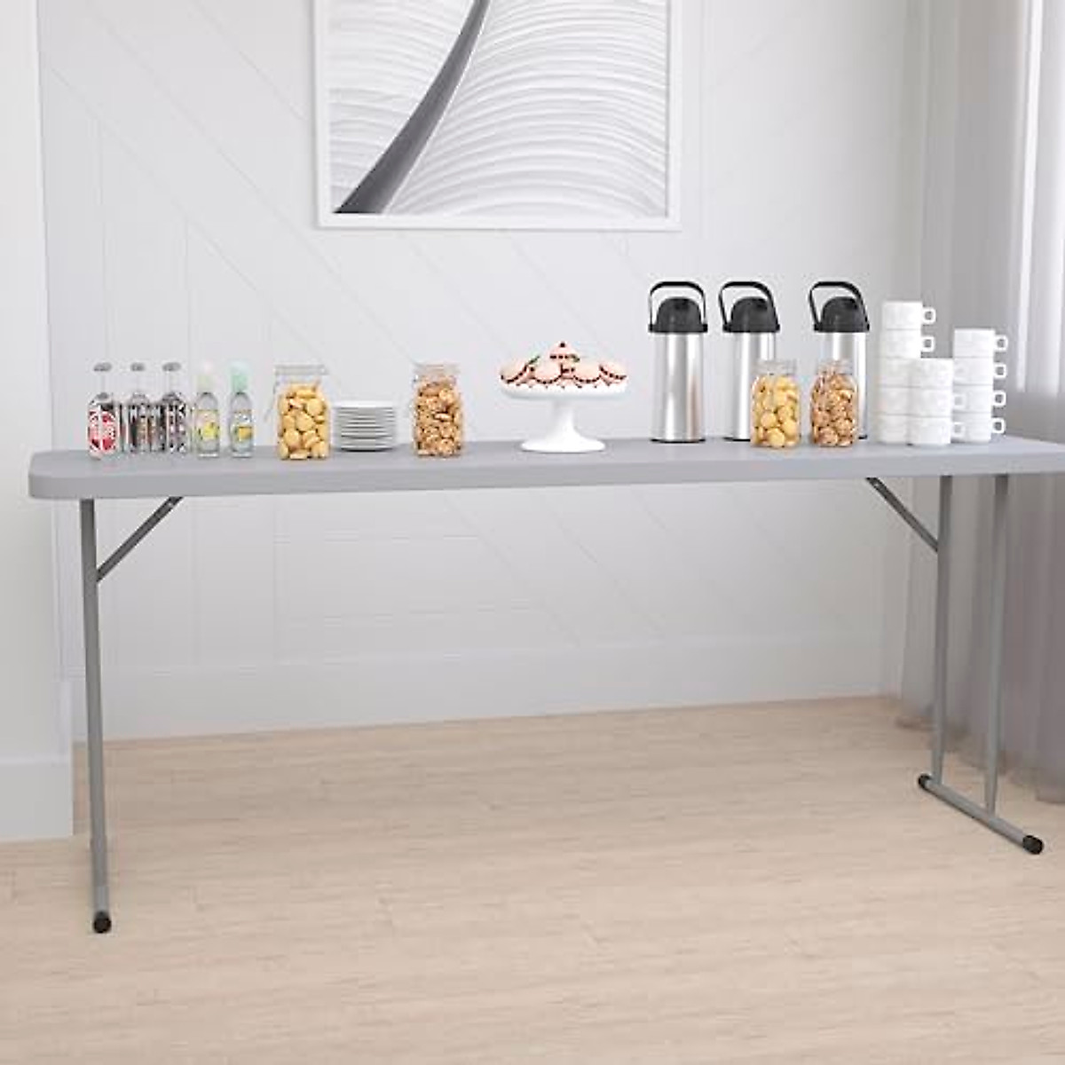Flash Furniture Kathryn 6-Foot Gray Plastic Folding Training Table, Grey
