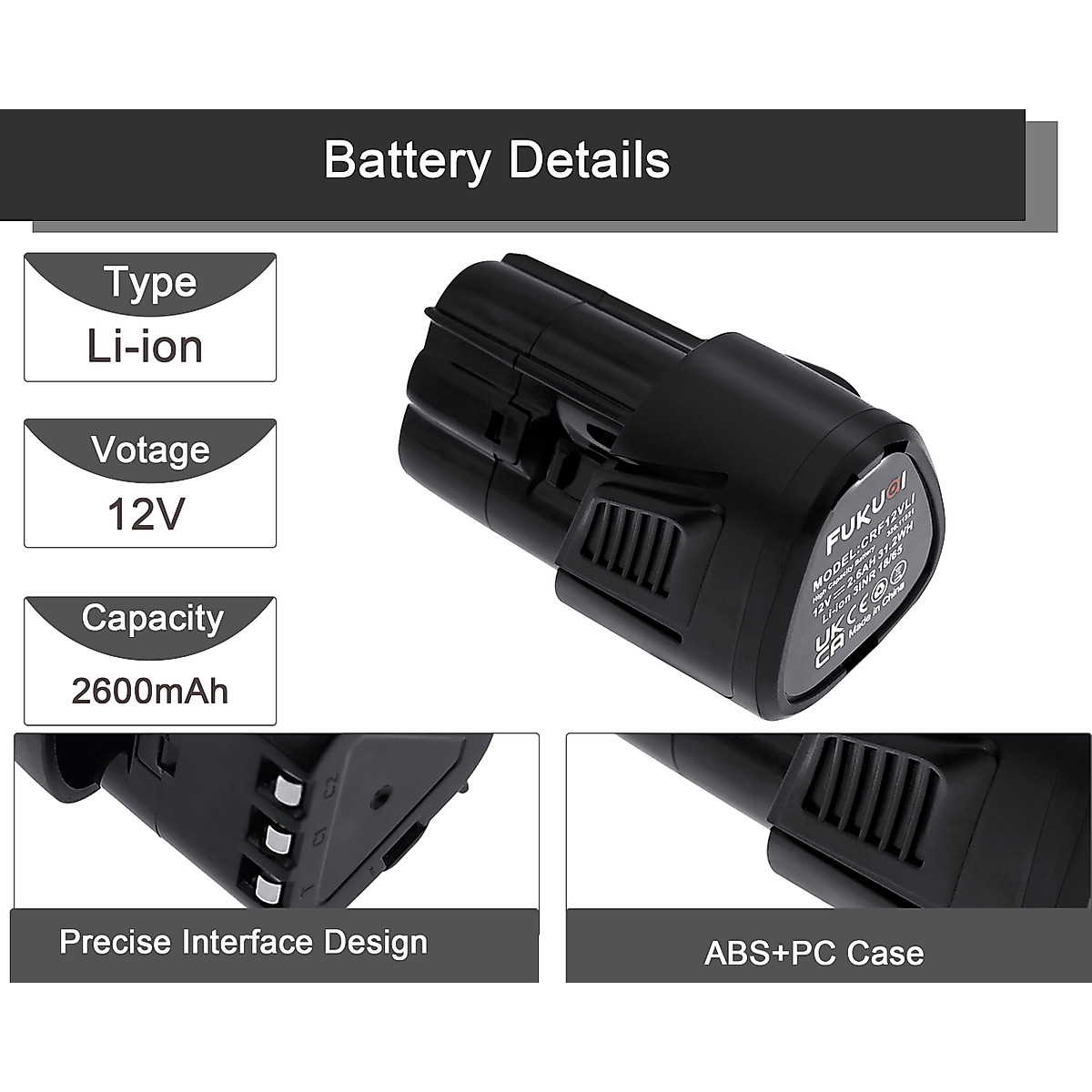 Fukuai 12V 2600mAh Replacement Battery for Craftsman Nextec 12 Volt Lithium Ion Battery, Power Tools Battery for Craftsman Nextec 9-11221 11221,fits Part Number 320.11221