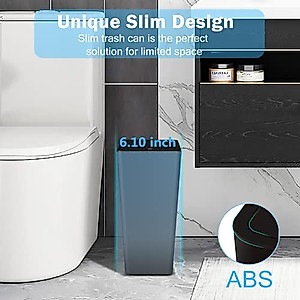 SHPMXUPW 3 Pack Bathroom Small Trash Can with Lid,10L / 2.6 Gallon Slim Garbage Bin Wastebasket with Pop-Up Lid for Bedroom, Office, Kitchen, Craft Room, Fits Under Desk/Cabinet/Sink/Black