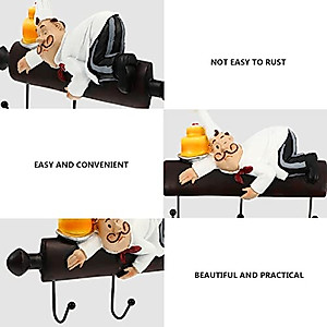 Chef Wall Hanger Fat Chef Wall Hooks Bakery Decorative Chef with Cake Figurine Wall Keys Aprons Utilities Hook Chef Wall Art for Kitchen Wall Decoration