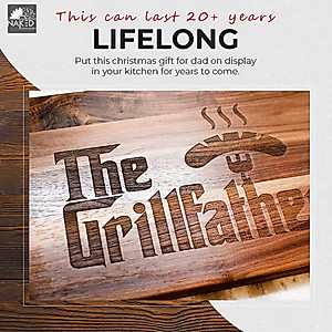 The Grillfather Cutting Board – Wooden Handmade Cutting Boards – BBQ Gifts for Men Who Like Grilling – Birthday, Christmas, or Fathers Day Gifts for Dad, Stepdad, Grandfather, or Bonus Dad
