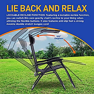 SereneLifeHome SereneLife Zero Gravity Lounge Chair, One Size, Black