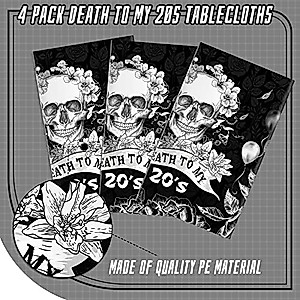 3 Pcs Death to My 20s Tablecloths, Rip to My 20s Tablecloths, 30th Birthday Table Decorations Black Death to My 20s Table Decor Plastic Table Cover for My Youth 30th Funeral Party Decorations Supplies