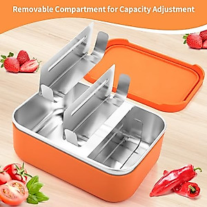 LEGELITE Bento Lunch Box Container, Stainless Steel Bento Box with Removeable Compartments and 2 sauce cups, Dishwasher, Freezer Safe, BPA-Free -Sage (Orange)