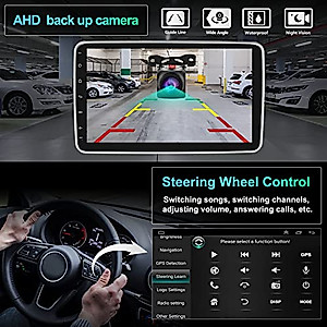 2022 Android 11 Rotating Touch Screen Car Stereo with Apple Carplay Android Auto, 10" Car Radio with Hi-Fi FM/RDS GPS WiFi Double Din Head Unit Support Bluetooth AHD Backup Camera(2+32)