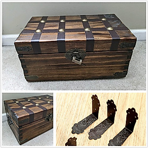 dophee 4Pcs Antique L Shaped Corner Guards, Embossing Decorative Edge Corner Bracket Corner Protectors Guard Cover with Mounting Screws for Chest Case Wooden Box - 2.17"x2.17"x0.98"