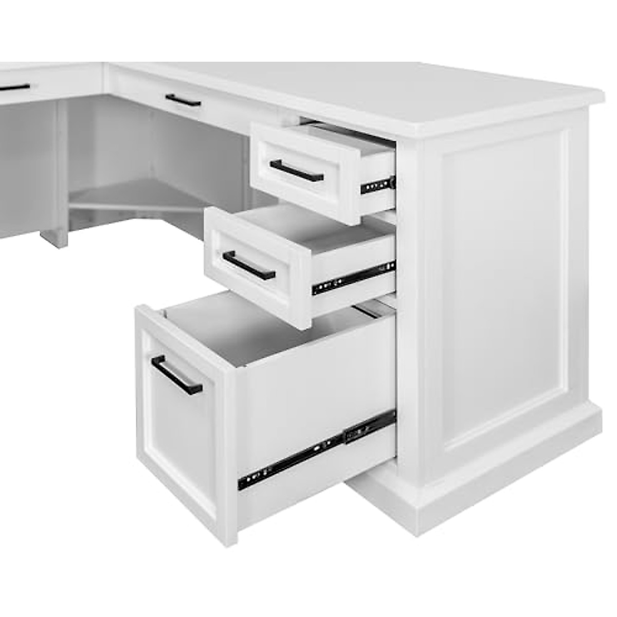 Modern Wood L-Desk & Return Writing Table & Return Office White