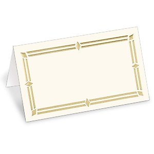 PaperDirect Cream Cover Stock Place Cards with Gold Foil Border, 100-Pack