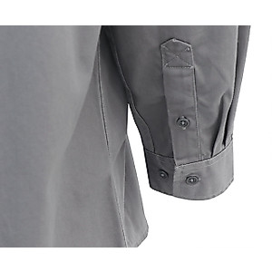 BOCOMAL FR 6.25oz Lightweight Summer Welding Shirt - Flame Resistant, Relaxed Fit, Cotton, Long Sleeve, Button Down Collar, Light Gray