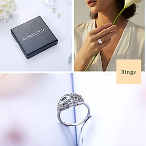 MUSECLOUD Teardrop Crystal Rings 925 Sterling Silver Engagement Rings for Women Bridal Eternity Rings Dainty White Gold Plated Costume Jewelry Wedding Promise Rings for Her (9)