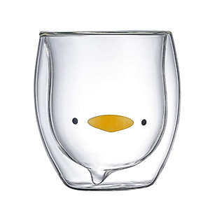 MOOVGTP 4Pcs Cute Coffee Mugs, Bear Duck Cat Tea Cup Double Wall Glass Mugs Milk Cup for Office and Personal Birthday 4 Count Pack of 1 201211ZY074444 8997 1506569821