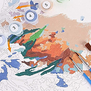 Paint by Number for Adults, CAYUDEN 16"x 20" Acrylic Paint by Numbers for Adults Beginner Kids Landscape Painting by Numbers on Canvas with 3 Brushes Moon Adult Paints by Number Kits Painting Set