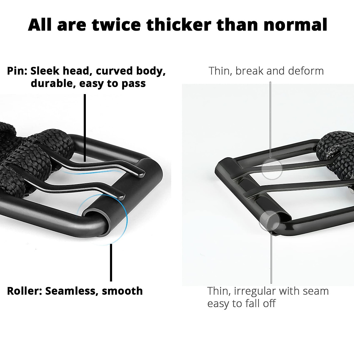 Drizzte 47'' Big and Tall Size Double Prong Belt Black Grommet Nylon Belts for Men Unisex