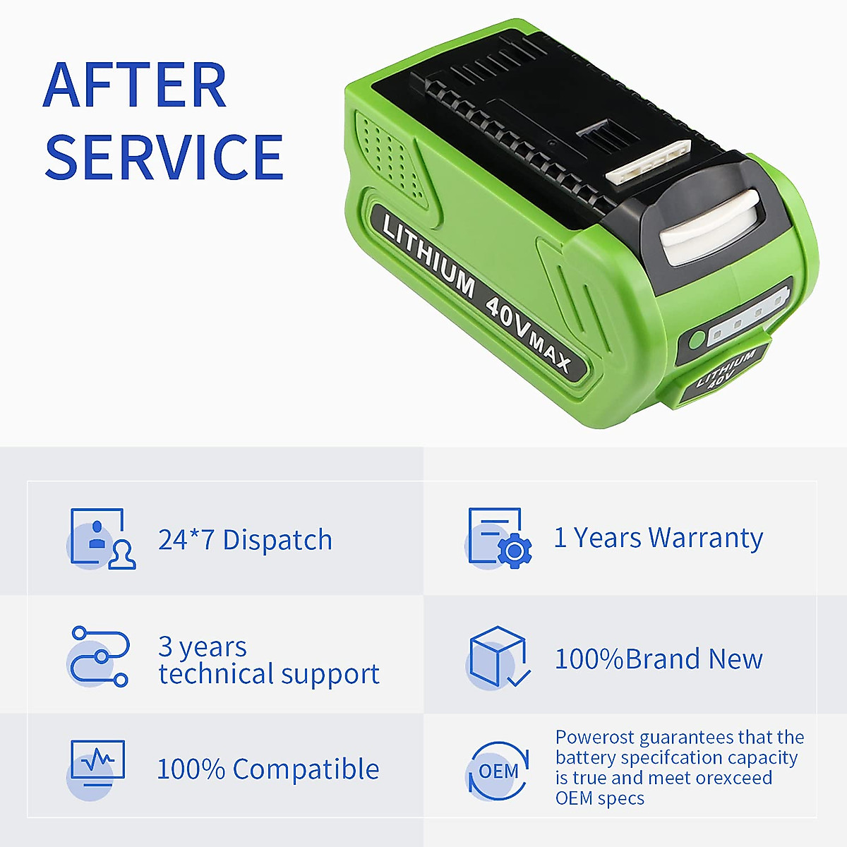 Powerost 6Ah 40V 29472 29462 Replacement Battery Compatible with GreenWorks G-MAX 20302 20672 24252 20202 25312 25302 25322 25223 21302 22272 27062 21242 Cordless Power Tools