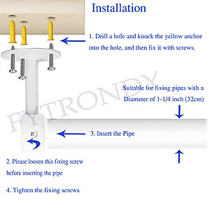 FYTRONDY White Edition Stainless Steel Wardrobe Pipe, Closet Lever Support Rod Holder Socket Bracket (1-1/4 INCH 4 Pack)
