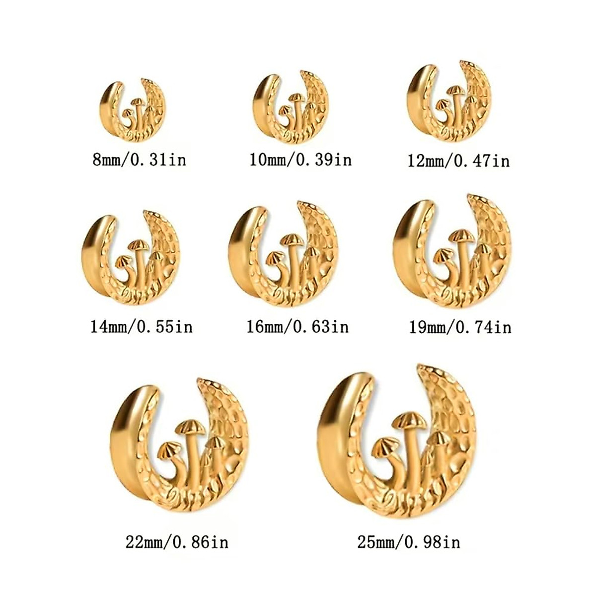 Atomhole 2PCS Mushroom Saddle Ear Plugs Tunnels 316 Stainless Steel Ear Gauges Earrings Hypoallergenic Ear Expander Stretchers Piercing Body Jewelry (19mm(3/4"), Black)