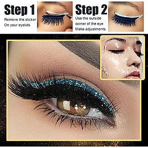 Eyelash Stickers Reusable Eyeliner and Eyelash Stickers 4 Pairs Reusable Eyelid And Eyelash Stickers Makeup Stickers Instant Outline Easy Quick Application -Women Make Up Eyeliner Stickers (Black)