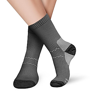 CHARMKING 6 Pairs Crew Compression Socks for Women & Men Circulation 15-20 mmHg is Best for All Day Wear Running Nurse (S/M, Grey Grey)