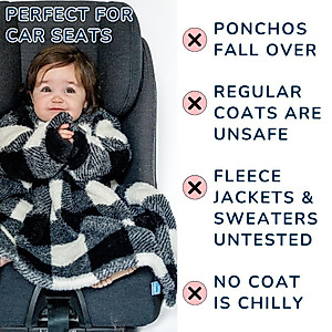 Buckle Me Baby Car Seat Blanket - Wearable Car Seat Blankets for Babies - Carseat Blanket Made from Cozy Warm Sherpa for Winter and Fall - Cover, Poncho, Jacket Alternative for Kids and Babies