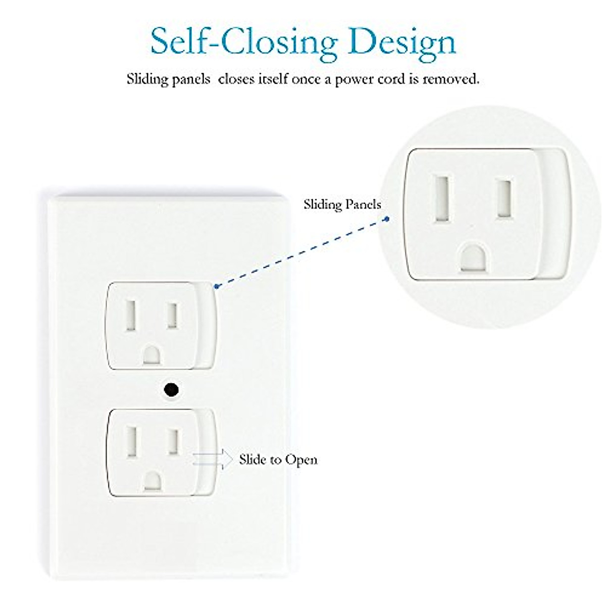 Baby Safety Self-Closing Electrical Outlet Covers | Alternative To Wall Socket Plugs Plate for Child Proofing | Automatic Sliding Guards Kit | House & Kitchen Protection Kit | BPA Free - 12Pack, White