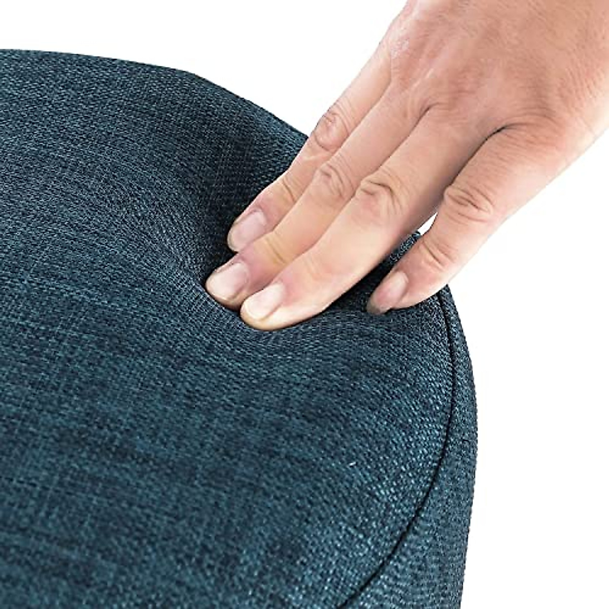 Joveco Small Footstools, Linen Ottomans Round Footrest Stool, Under Desk Upholstered Foot Stools with Plastic Legs, 10" H Mini Ottoman Sofa Stool for Couch, Bedside, Living Room