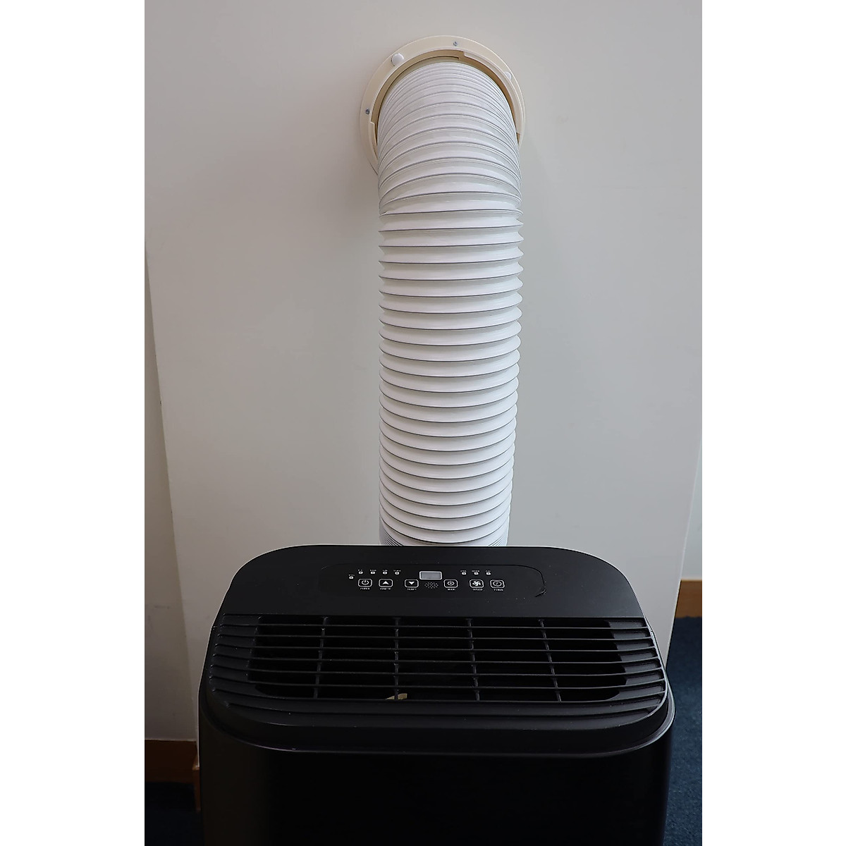 Mobile AC+ Dual Size Exhaust Hose Flange Wall Mount Connector for Portable AC Vent, 5 and 5.5 Inches Hose Compatible, White, Off Season Cover Plug Included Omni-directional