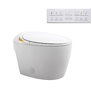 BWE Smart Toilet With Bidet Built In, One-piece Bidet Toilet Seat, Auto Flush, Auto Open & Auto Close,Heated Seat, Warm Water and Dry, Wireless Remote Control