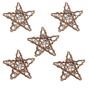 5Pcs Natural Dried 6In Star Rattan Handmade Garland Wreath Xmas Wedding Home Garden Decor