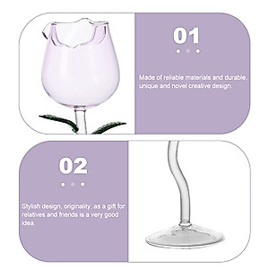 Cabilock Rose Cocktail Glass Wine Goblet Glasses Cocktail Glass Creative Whiskey Wine Champagne Glass Cup Party Wine Glass (Pink)