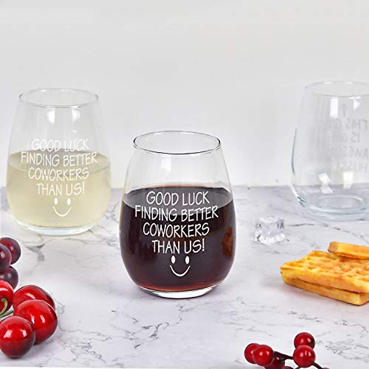 Good Luck Finding Better Coworkers Than Us Stemless Wine Glass 15Oz, Funny Wine Glass for Going Away, Leaving, Farewell, New Job, Women Men Coworkers Colleagues Boss Friends