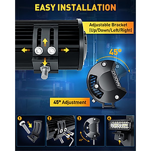 NAOEVO 7 Inch LED Light Bar, LED Off Road/Fog/Driving Lights LED Pods with Spot Flood Combo, LED Work Lights for Truck Boat UTV ATV, 2-Pack (White)