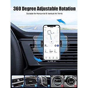 Ruiwwo Phone Mount for Car, Hands Free Cell Phone Holder Car, [Upgraded Vent Clip] Universal Air Vent Car Phone Holder Mount Compatible with iPhone 14 Pro Max/13 Pro/12/11, Samsung Galaxy S20/Note 10