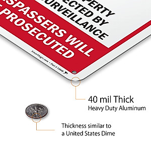SmartSign "No Trespassing - This Property is Protected by Video Surveillance" Sign | 7" x 10" Aluminum