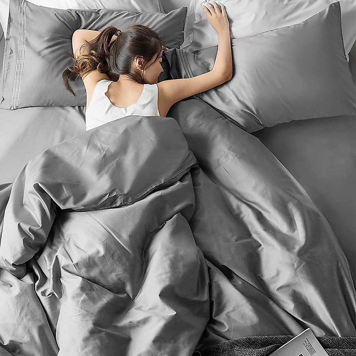 EaseHome Grey Full Size Sheets -Deep Pocket to 18 inches Mattress 4 Piece - Premium Bedding Sheets & Pillowcases Collection-Extra Soft