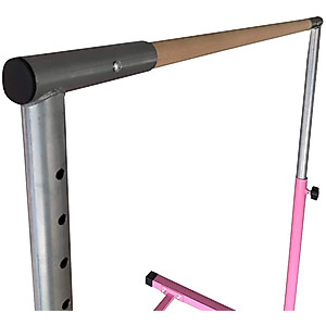 Athletic Bar Kids Gymnastics Junior Horizontal Kip Bar 3 to 5 FT Training Jungle Gym Expandable Adjustable Height 3 to 5 FT Tumble Weight Capacity 300 Pounds (Pink)