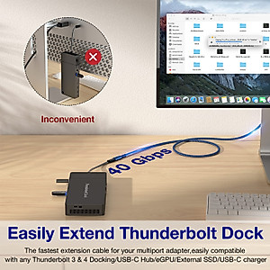 ULT-WIIQ USB4 Extension Cable 0.65FT, Thunderbolt 3 & 4 Extension Cable, 40Gbps Transfer
