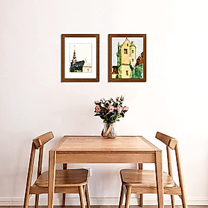 Golden State Art, 11x14 Brown Photo Frame-Display Photos 8x10 with Mat or 11x14 without Mat - Solid Wood, Real Glass (Wall Display) 2 Pack