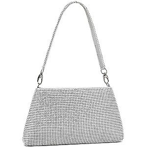 YIKOEE Bling Evening Bag for Women Glitter Rhinestone Purse (Silver)
