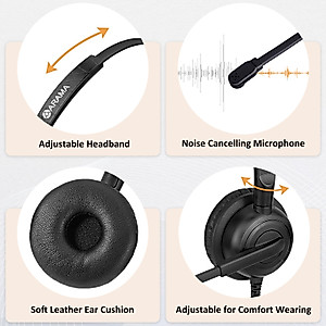 Phone Headset 2.5mm with Noise Canceling Mic & Volume Control Ultra Comfort Telephone Headset for Panasonic Vtech AT&T Uniden Gigaset Cisco RCA Grandstream Cordless Landline Office Phones