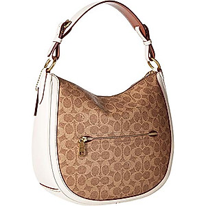 COACH Coated Canvas Signature Sutton Hobo Tan/Chalk/Brass One Size