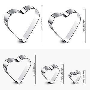 5 Pieces Heart Shape Cookie Cutter Set Valentine Cookie Cutter Stainless Steel Heart Cutter Valentine's Day Present for Sandwiches, Cookie, Biscuit