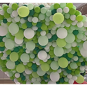 Light Dark Green and White Balloons -Pastel Emerald Green White Balloons 12inch for Birthday Baby Shower Wedding Graduation Anniversary Party Decorations