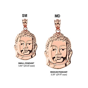 Sideways Crosses 10k Rose Gold Buddha Head Zen Yoga Buddhism Protection Amulet Pendant (1.0")