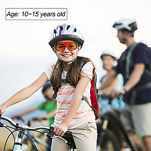 Tunfund Viper Sunglasses Polarized Teen Youth Kid Boy Girl for Cycling Fishing Runing Sports Driving Golf UV 400 (Age:10-15 Years) Red+Black