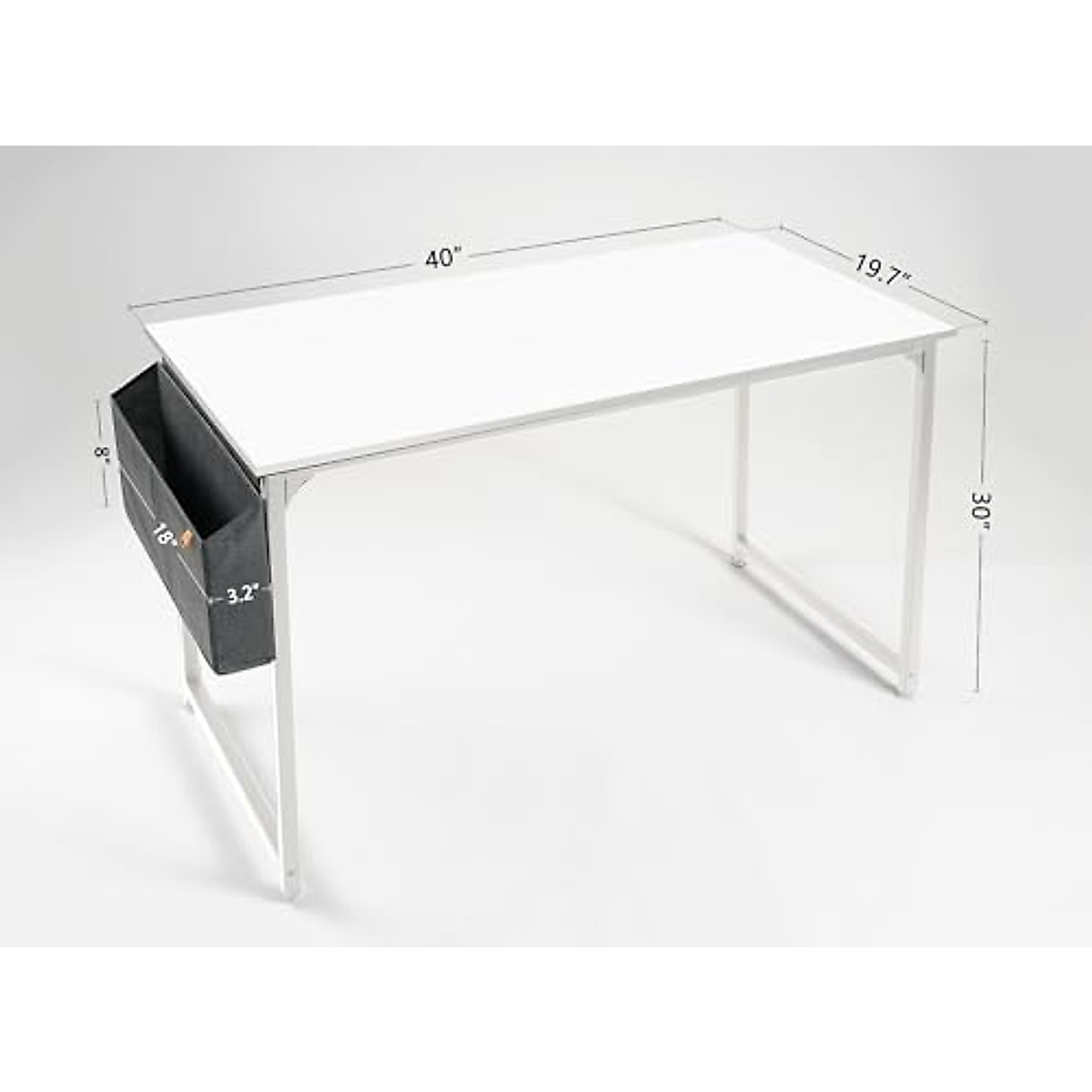 CubiCubi Computer Desk 40" Study Writing Table for Home Office, Modern Simple Style PC Desk, White Metal Frame, White