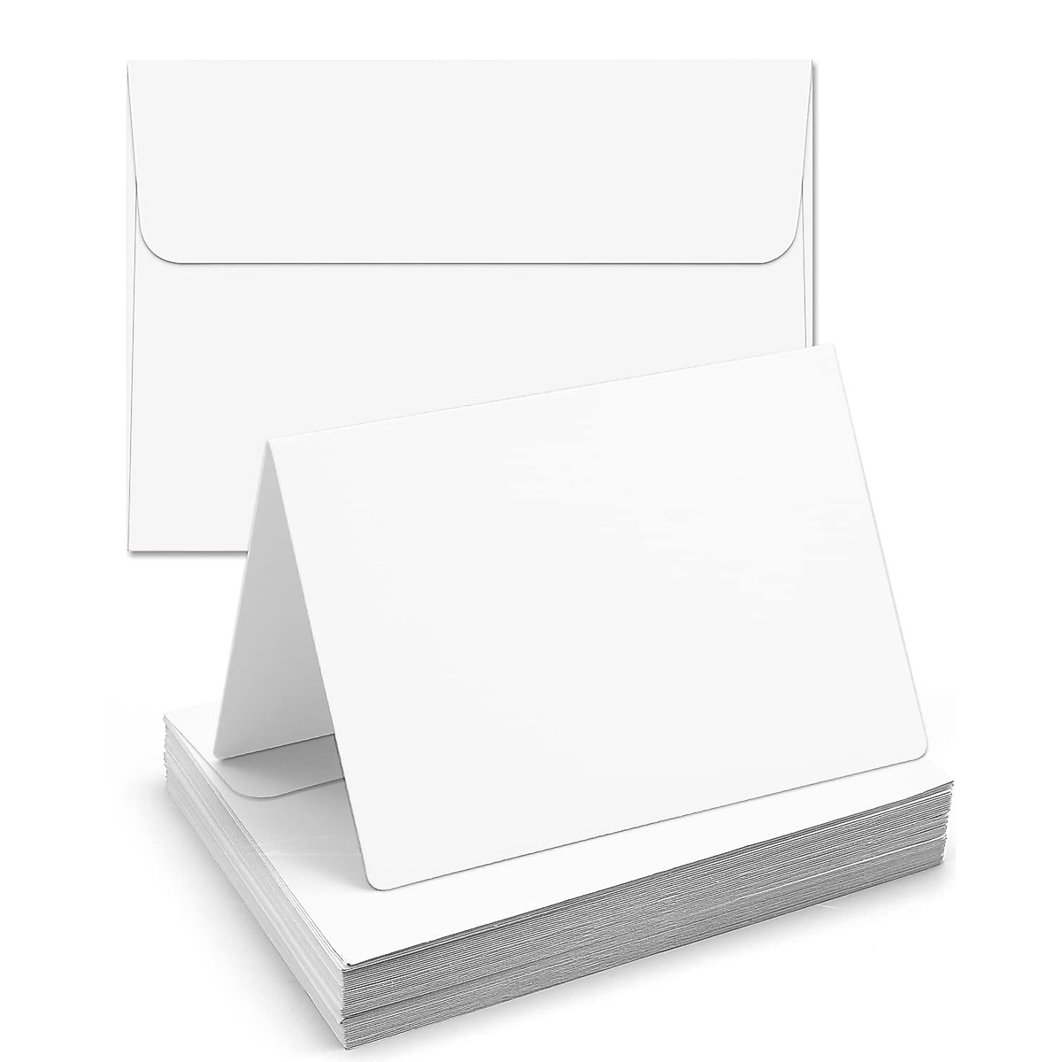 Poever Blank-Cards-and-Envelopes 60 Pack - 5 x 7 Folded Cardstock with A7 White Envelopes-for-Invitation, Heavyweight Blank-Note-Cards-and-Envelopes Self Seal Printable for Greeting Party Birthday