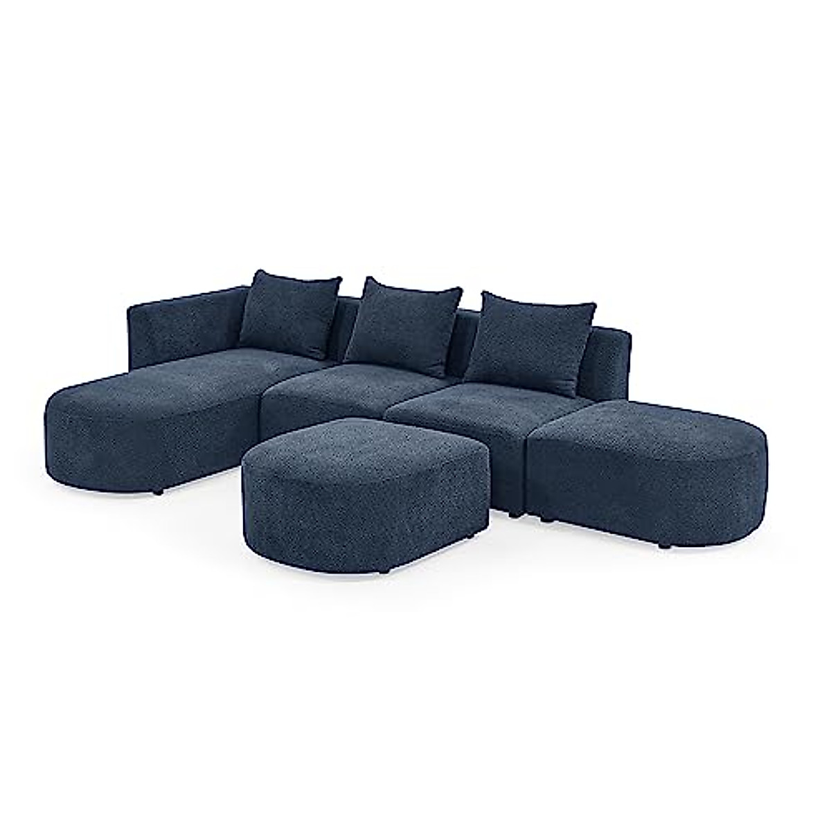 Free Combination Upholstered Reversible Modular Sectional Sofa,Rearrangeable L-Shaped Corner Cloud Deep Sofá with Left Side Chaise,Ottoman and Waist Pillows for Living Room Office Furniture Set