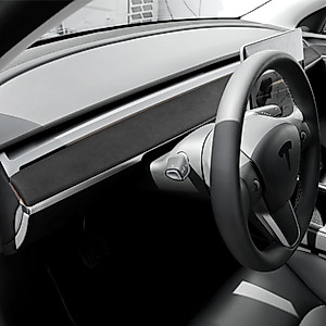 FDAIUN Car Interior Moulding Trim Alcantara Style for Tesla Model 3 Y 2017 2018 2019 2020 2021 2022 Dashboard Trim Strip for Car Interior Exterior Accessories Decoration（Black）