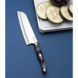 Cutco Cutlery Model 1766 Santoku Knife. 7.0" High Carbon Stainless Straight Edge Blade.5.6" Classic Brown Handle (sometimes Called "black") In Factory-sealed Plastic Bag.
